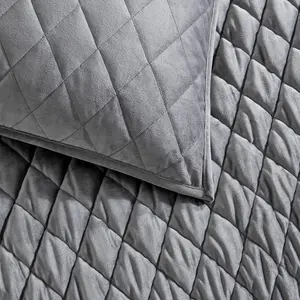 Vera Wang Diamond Velvet Quilt Set, Queen - Soft Charcoal