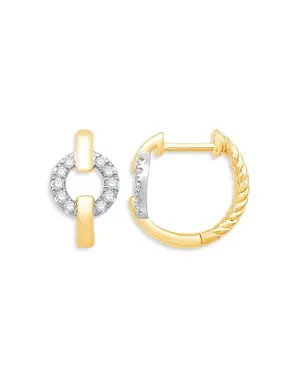 Bloomingdale'S Diamond Huggie Hoop Earrings In 14k Gold - Yellow/white