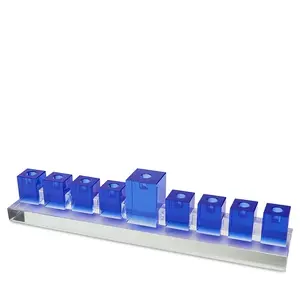 TIZO Design Crystal Glass Menorah - Blue