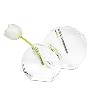TIZO Crystal Round Flat Vase, Small - Clear