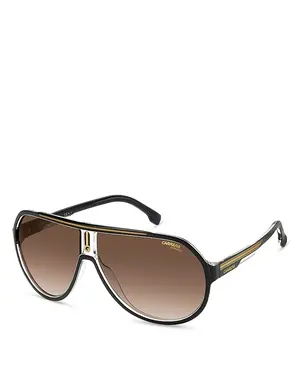 Carrera Eyewear Aviator Shield Sunglasses 64mm - Black/brown Gradient