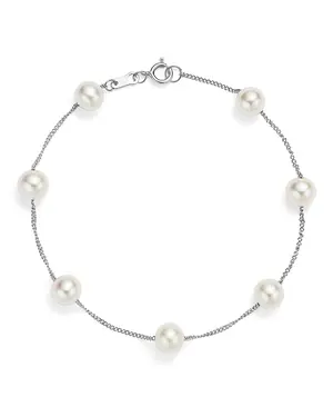 Bloomingdale'S 14k Gold Cultured Freshwater Pearl Station Bracelet - White
