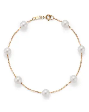 Bloomingdale'S Cultured Freshwater Pearl Station Bracelet - White