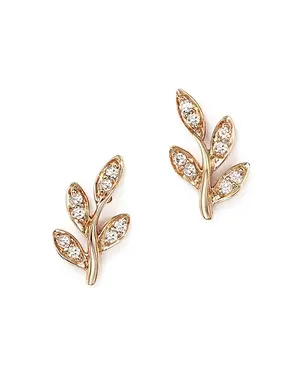 Bloomingdale'S Diamond Leaf Stud Earrings In 14k - Rose Gold
