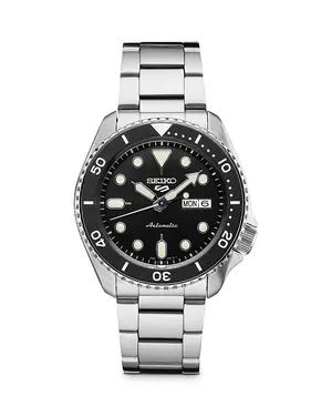 SEIKO Seiko 5 Automatic Sports Watch, 42.5mm Black/silver