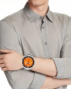 SEIKO 5 Automatic Sports Watch, 42.5mm - Orange/silver