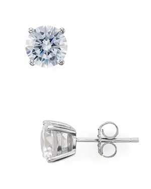 Aqua Sterling Stud Earrings - Silver