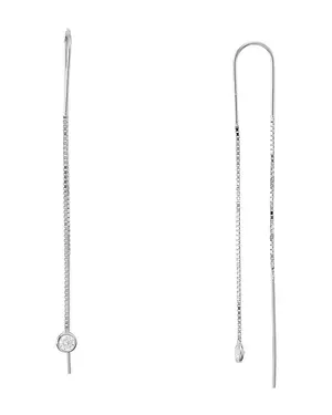 Aqua Sterling Dangling Threader Earrings - Silver