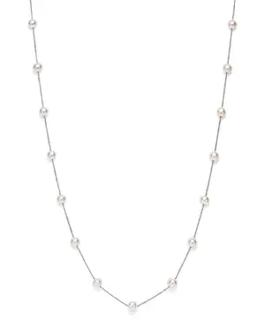 Bloomingdale'S Cultured Freshwater Pearl Station Necklace 16 In 14k White Gold - White/gold