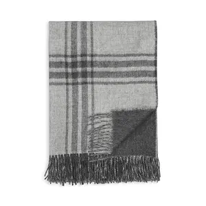 MATOUK Diego Plaid Alpaca Wool Throw Charcoal