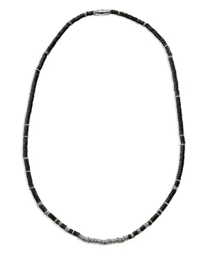 John Hardy Sterling Silver Heishi Gemstone Necklace - Black/silver