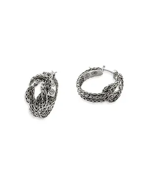 John Hardy Sterling Classic Chain Love Knot Manah Small Hoop Earrings - Silver