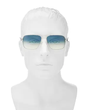 Oliver Spencer Clifton Navigator 58mm Sunglasses - Silver/clear Gradient Blue