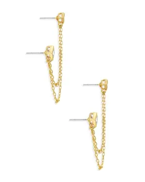 Ettika Draped Chain Double Piercing Earrings