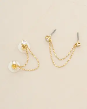 Ettika Draped Chain Double Piercing Earrings