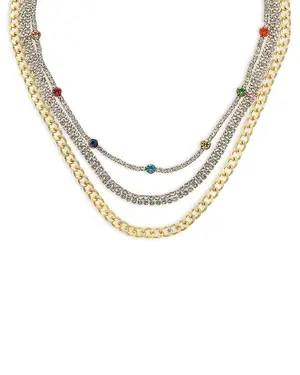 Ettika Chain Link & Cubic Zirconia Necklace Set - Gold/multi