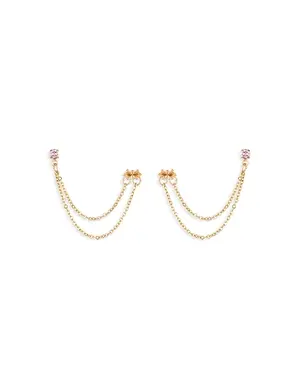 Ettika Draped Chain Earrings - Pink/gold