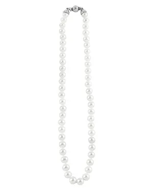 Lagos Sterling Silver Luna Cultured Pearl Necklace - White/silver