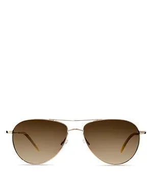 Oliver Spencer Benedict Polarized Aviator Sunglasses, 59mm - Gold/chrome Amber