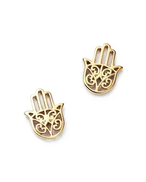 MOON & MEADOW Hamsa Hand Stud Earrings - Gold