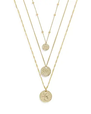 Ettika Coin Pendant Necklace Set - Gold