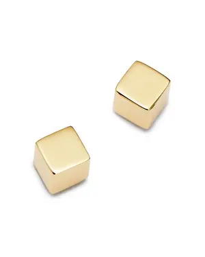 MOON & MEADOW Cube Stud Earrings - Gold