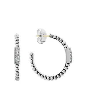 Lagos Sterling Silver And Diamond Hoop Earrings - White/silver
