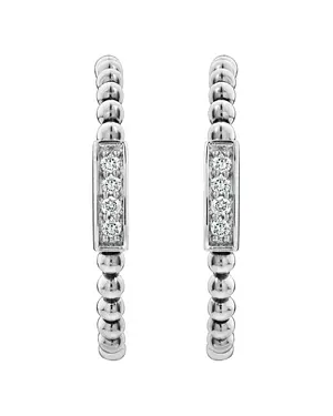 Lagos Sterling Silver And Diamond Hoop Earrings - White/silver