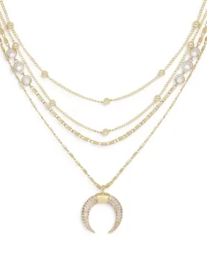 Ettika Horn Pendant Layered Necklace - Gold