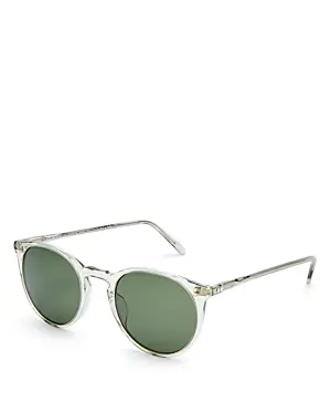 Oliver Spencer O'Malley Round Sunglasses, 48mm White/green Solid