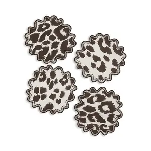 MATOUK Iconic Leopard 6 Round Cocktail Napkins, Set Of 4 Cinder