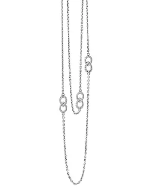 Lagos Sterling Caviar Fluted Station Necklace - Silver