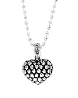 Lagos Sterling Beaded Heart Pendant Necklace - Silver