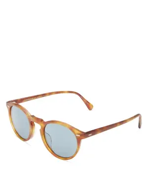 Oliver Spencer Gregory Peck Round Sunglasses, 50mm - Havana/blue