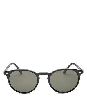 Oliver Spencer Round Sunglasses, 49mm - Black/green Polarized