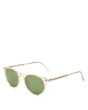 Oliver Spencer Round Sunglasses, 49mm - Buff/green