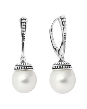 Lagos Sterling Silver Luna Pearl Drop Earrings - Silver/white