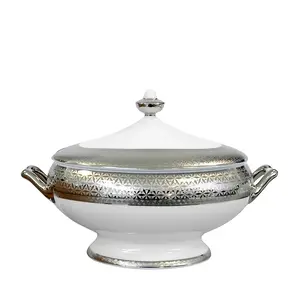 Bernardaud Divine Soup Tureen - White/platinum