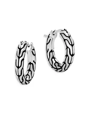 John Hardy Carved Chain Hoop Earrings