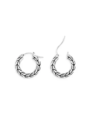 John Hardy Carved Chain Hoop Earrings