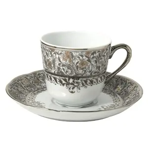 Bernardaud Eden Platinum Coffee Cup - White/platinum