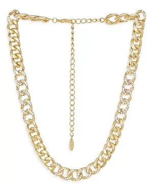 Ettika Crystal And 18k Plated Link Necklace - Gold