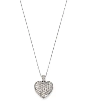 Bloomingdale'S Diamond Pave Heart Pendant Necklace - White