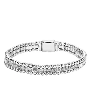 Lagos Sterling Caviar Spark Diamond Link Bracelet