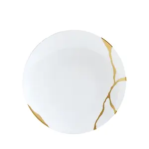 Bernardaud Kintsugi-sarkis 24k Gold Coupe Salad Plate - White/gold