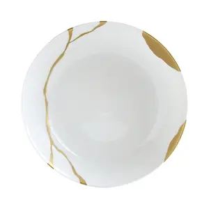 Bernardaud Kintsugi-sarkis 24k Gold Open Vegetable Dish - White/gold