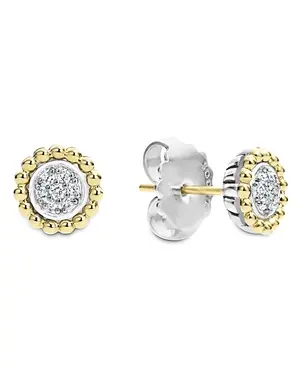 Lagos 18k Gold And Diamond Caviar Stud Earrings - Gold/silver