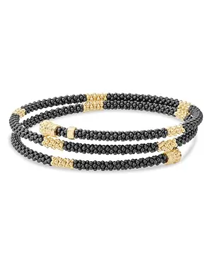 Lagos Gold & Black Caviar Collection Coil Bracelet - Black/gold