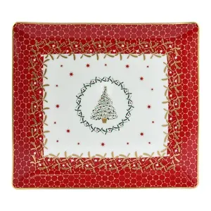 Bernardaud Noel Rectangular Tray - White/red