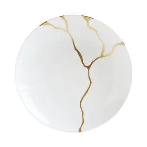 Bernardaud Kintsugi-sarkis 24k Gold Deep Round Dish - White/gold